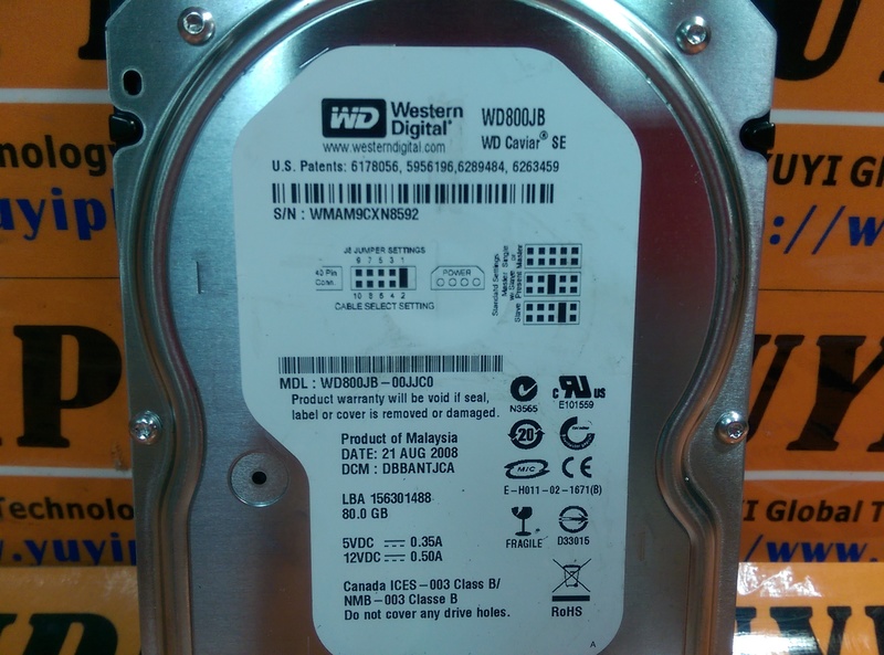 WESTERN DIGITAL WD800JB 80GB HARD DRIVE - PLC DCS SERVO Control MOTOR ...