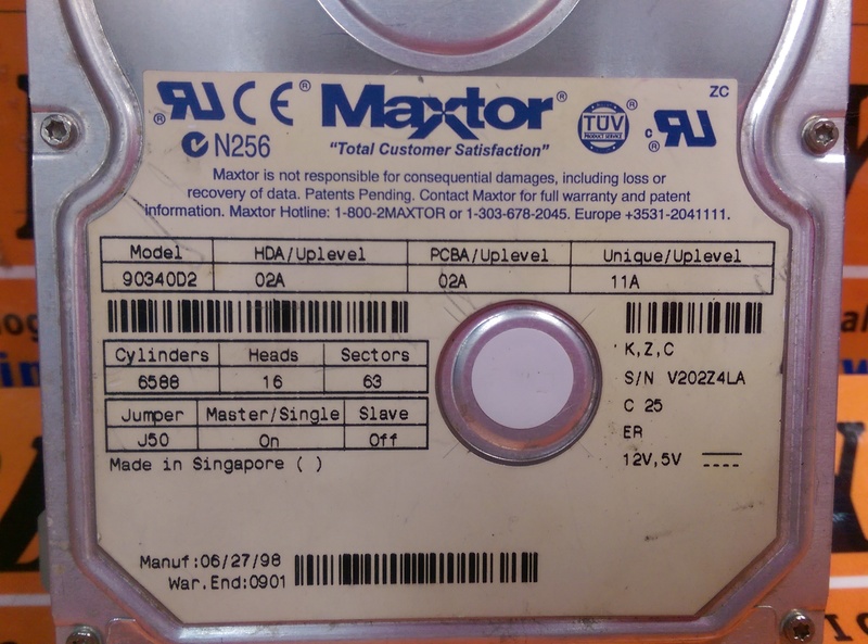 MAXTOR 90340D2 3.32GB HARD DRIVE - 裕益科技自動化設備可程式編碼器PLC分散式控制系統DCS