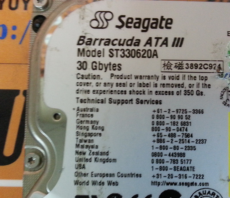 SEAGATE T330620A 30GB HARD DRIVE - 裕益科技自動化設備可程式編碼器PLC分散式控制系統DCS