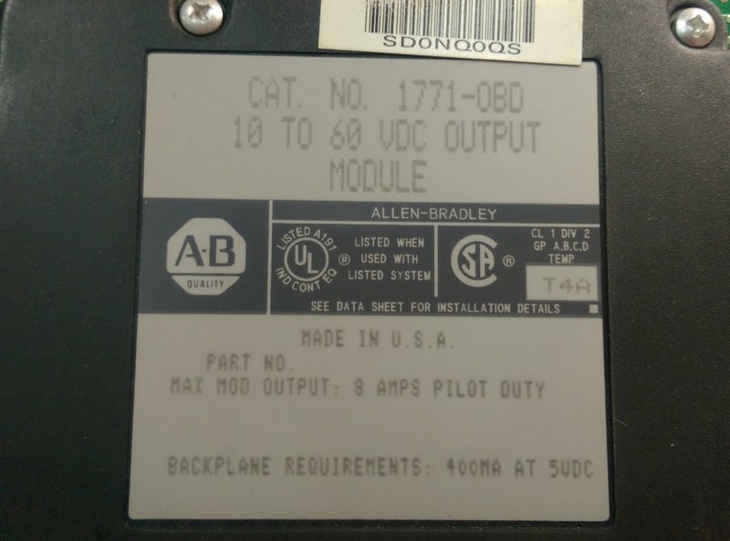 A-B 1771-0BD 10 TO 60 VDC OUTPUT MODULE - 裕益科技自動化設備可程式編碼器PLC分散式控制系統DCS