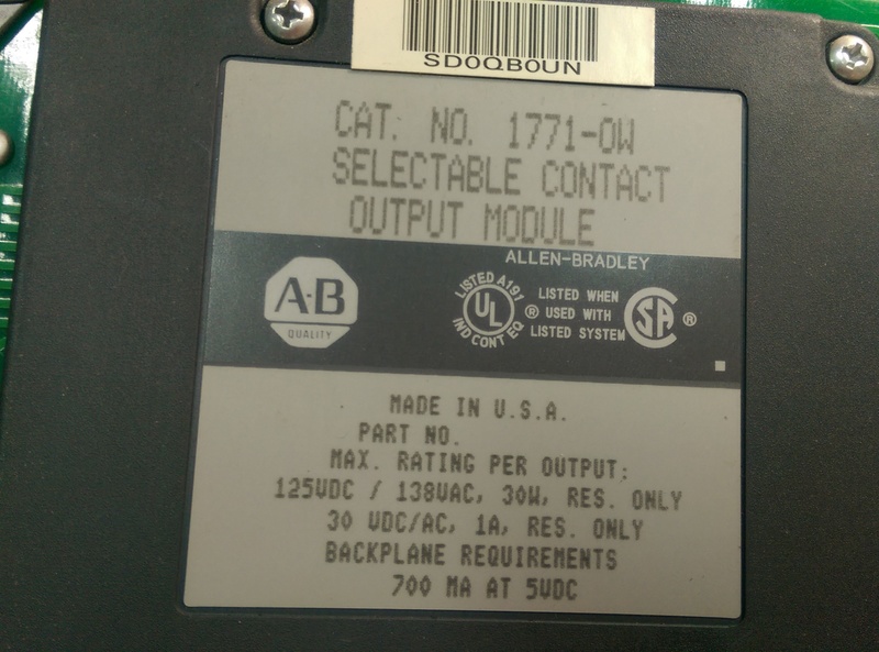 A-B 1771-0W SELECTABLE CONTACT OUTPUT MODULE - PLC DCS SERVO Control ...