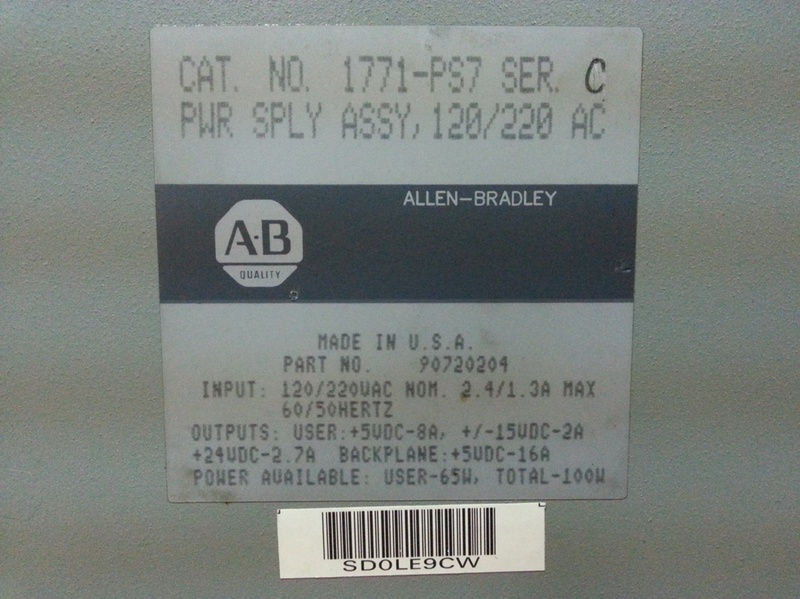 ALLEN-BRADLEY 1771-PS7 POWER SUPPLY - 裕益科技自動化設備可程式編碼器PLC分散式控制系統DCS