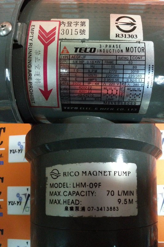 TECO 3-PHASE INDUCTION MOTOR AEGF-JF / LHM-09F - PLC DCS SERVO Control ...