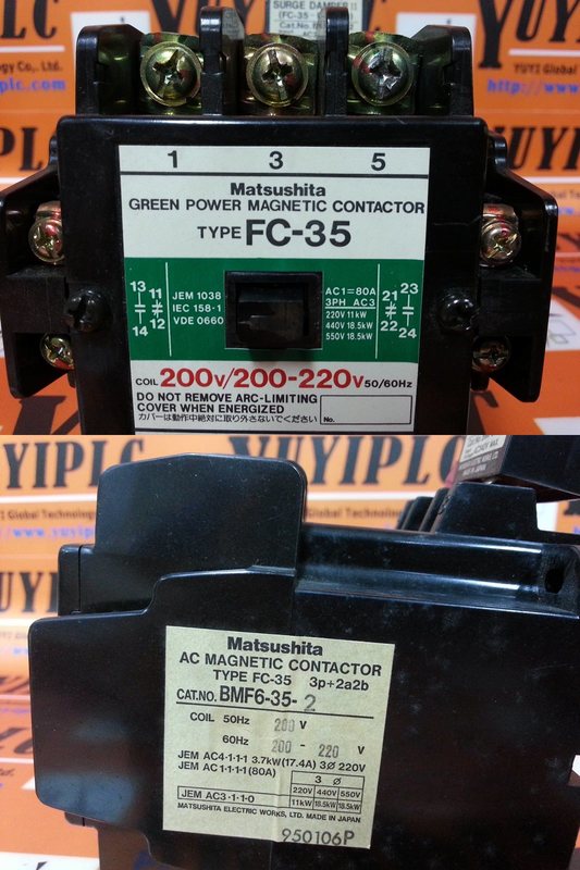 MATSUSHITA AC MAGNETIC CONTACTOR FC-35 BMF6-35-2 - PLC DCS SERVO ...