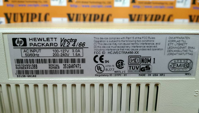HP D3138B VECTRA VL2 4/66 PC MODEL 540/8MB - PLC DCS SERVO Control ...