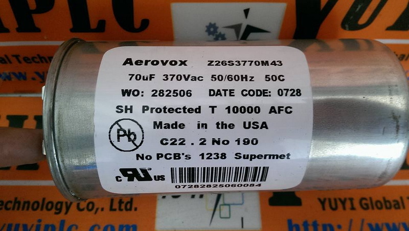 AEROVOX 70UF 370VAC PROTECTED CAPACITOR Z26S3770M43 - PLC DCS SERVO ...