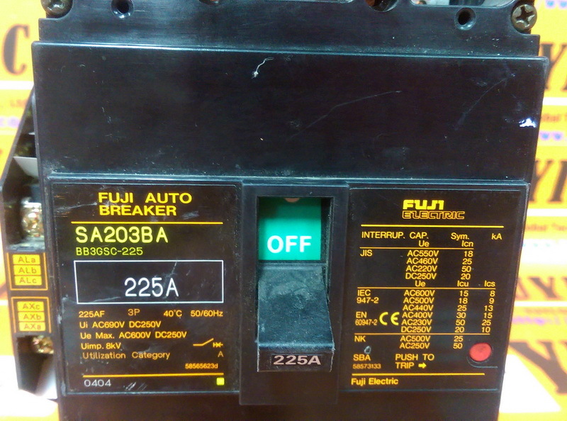 FUJI SA203BA / BB3GSC-225 AUTO BREAKER - PLC DCS SERVO Control MOTOR ...