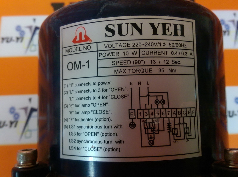 SUN YEH OM-1 Quarter Turn Electric Actuator - 裕益科技自動化設備可程式編碼器PLC分散式控制系統DCS
