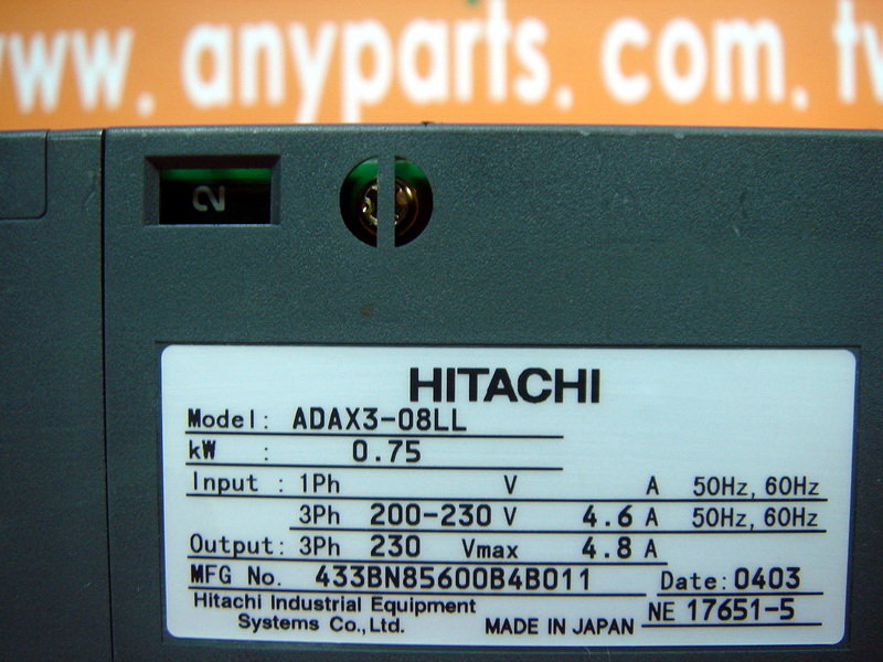 HITACHI AC SERVO AD SERIES ADAX3-08LL - 裕益科技自動化設備可程式編碼器PLC分散式控制系統DCS