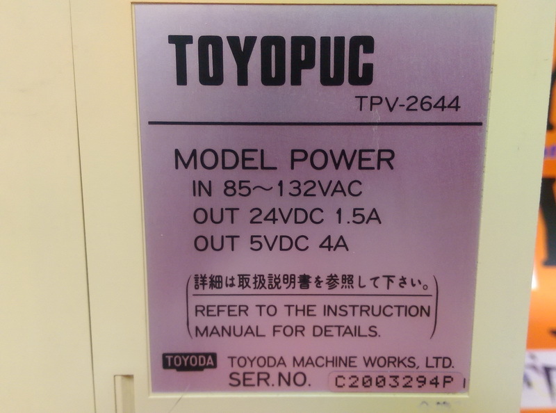 TOYODA TPV-2644 MODEL POWER - 裕益科技自動化設備可程式編碼器PLC分散式控制系統DCS