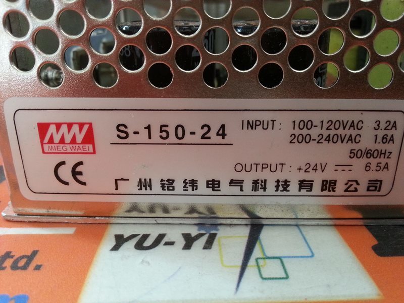 MIEG WAEI S-150-24 POWER SUPPLY 24V 6.5A - 裕益科技自動化設備可程式編碼器PLC分散式控制系統DCS