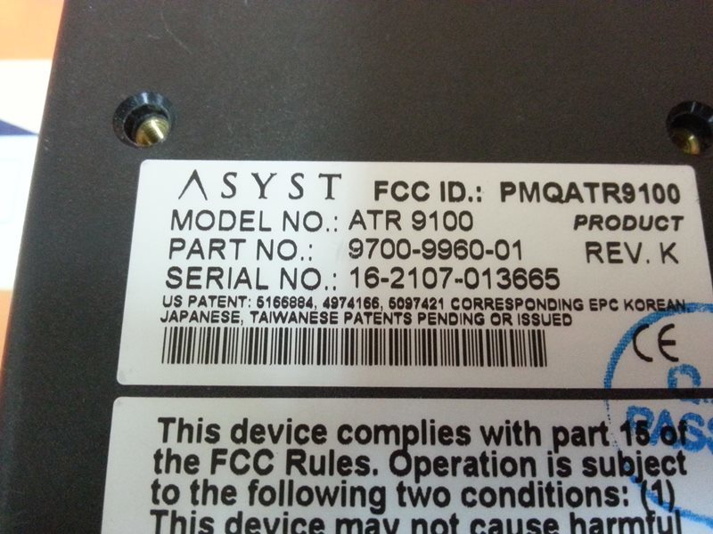 ASYST ATR9100 / ATR 9100 P/N: 9700-9960-01 Rev K - PLC DCS SERVO ...