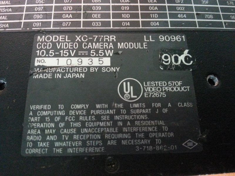 SONY XC-77RR CCD VIDEO CAMERA MODULE - 裕益科技自動化設備可程式編碼器PLC分散式控制系統DCS