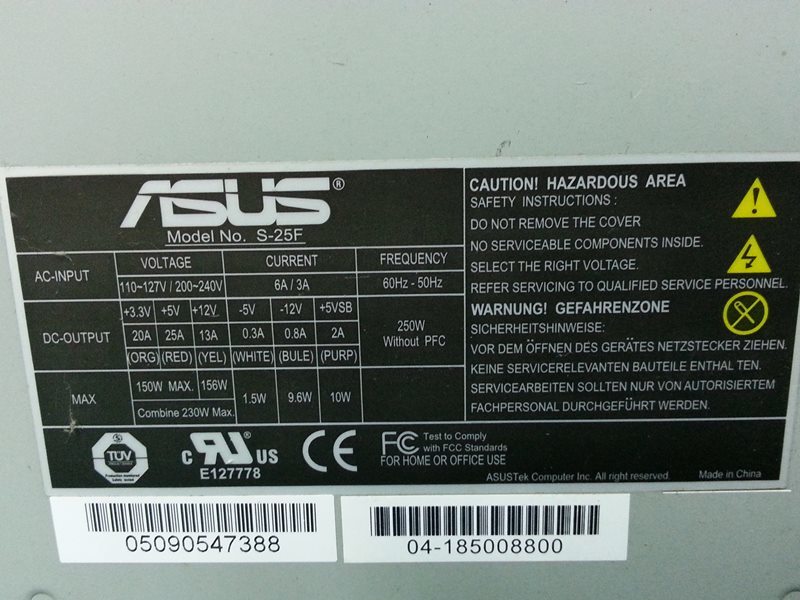 ASUS S-25F 250W POWER SUPPLY - PLC DCS SERVO Control MOTOR POWER SUPPLY ...