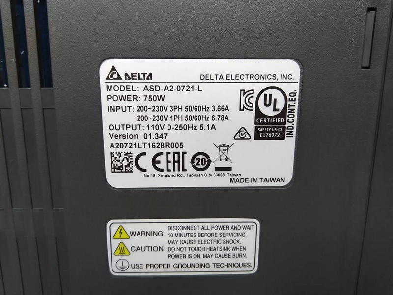 DELTA ASD-A2-0721-L AC SERVO DRIVE - PLC DCS SERVO Control MOTOR POWER ...