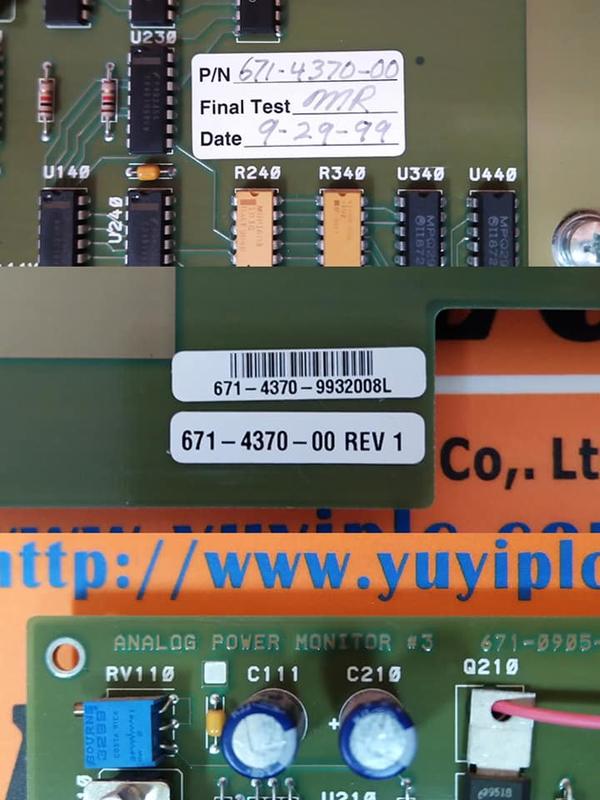 TEKTRONIX 671-4370-00 REV.1 ANALOG POWER MONITOR MODULE NO.1 - 裕益科技自動化 ...