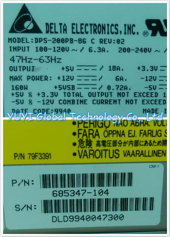 DELTA DPS-200PB-86 C REV : 02 Power Supply - 裕益科技自動化設備可程式編碼器PLC分散式控制系統DCS