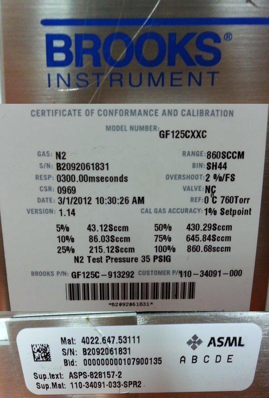 BROOKS GF125CXXC Mass Flow Controller GF125C-913292 - 裕益科技自動化設備可程式編碼器 ...