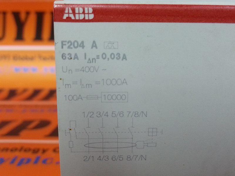 ABB F204 A 63A CURRENT CIRCUIT BREAKER - PLC DCS SERVO Control MOTOR ...