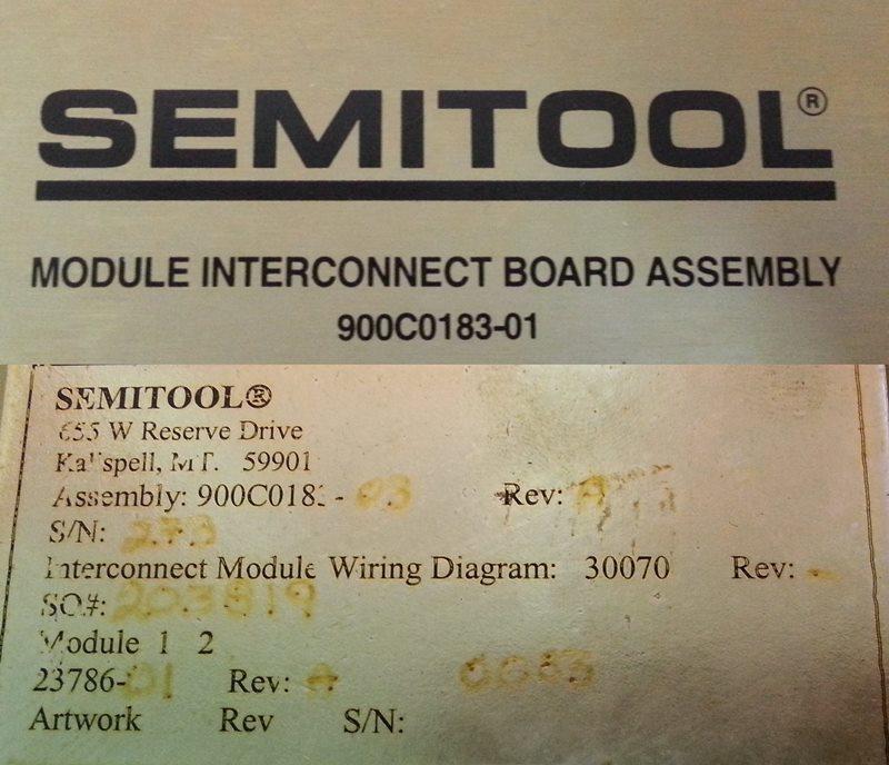 SEMITOOL MODULE INTERCONNECT ASSEMBLY 900C0183-01 - PLC DCS SERVO ...