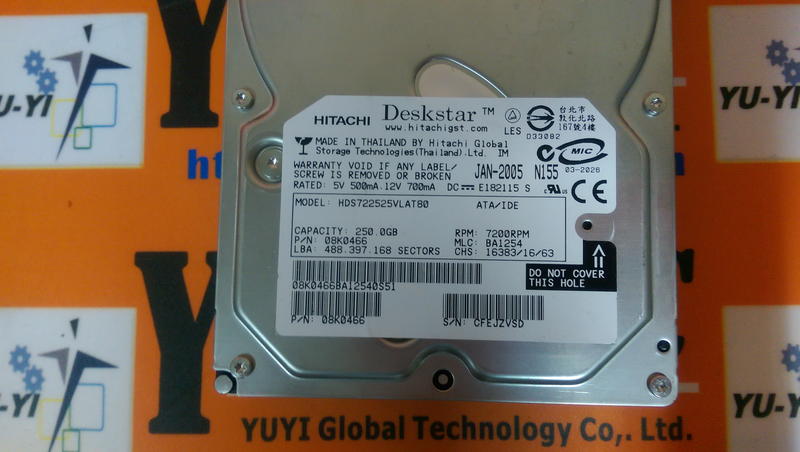 Hitachi HDS722525VLAT80 250GB Hard Drive - PLC DCS SERVO Control MOTOR ...
