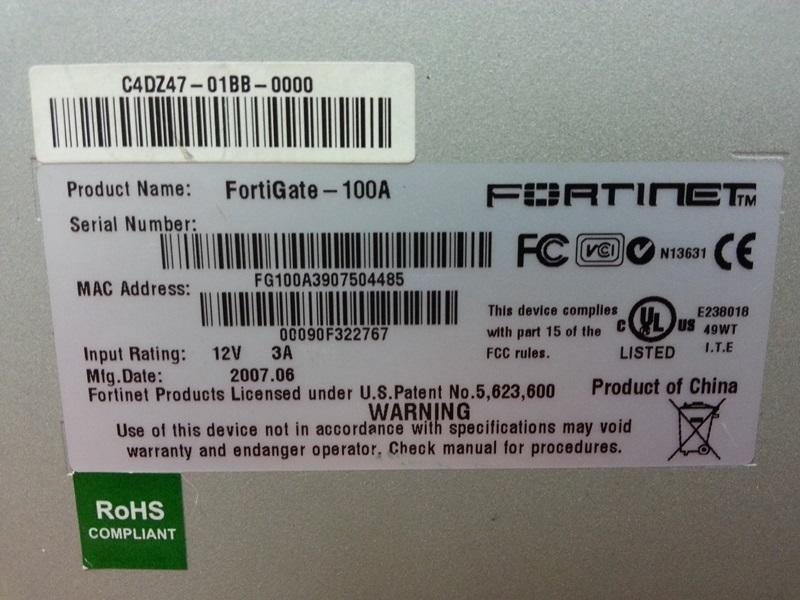 FORTINET FortiGate-100A FIREWALL FG100A3907504485 - PLC DCS SERVO ...
