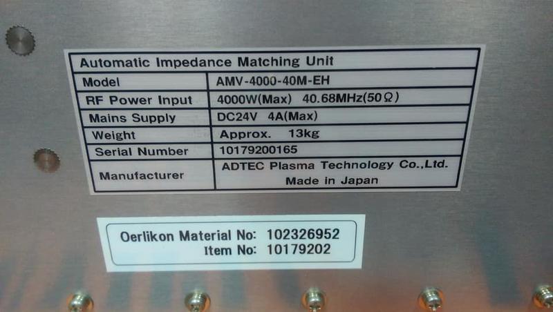 ADTEC PLASMA TECHNOLOGY AMV-4000-40M-EH/4000W/40.68MHz - 裕益科技自動化設備可程式 ...