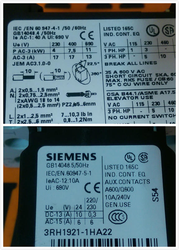 SIEMENS GB14048.5 W/3RH1921-1HA22 GB14048.4 Contactor - PLC DCS SERVO ...