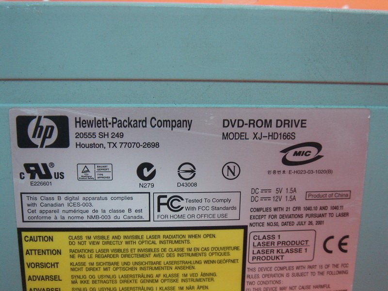 HP XJ-HD166S DVD-ROM DRIVE - 裕益科技自動化設備可程式編碼器PLC分散式控制系統DCS