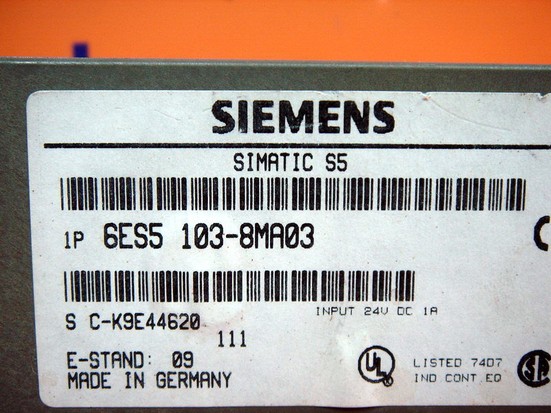 SIEMENS SIMATIC S5 CPU MODULE 24V S5-100U 6ES5 103-8MA03 6ES5103-8MA03 ...