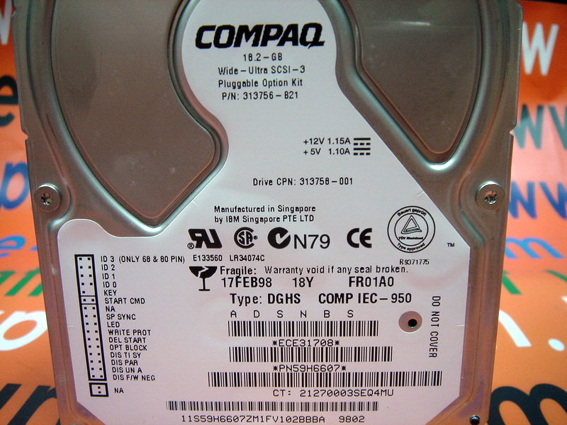 COMPAQ Hard Disk DGHS COMP IEC-950 / 59H6607 18G 80PIN - PLC DCS SERVO ...