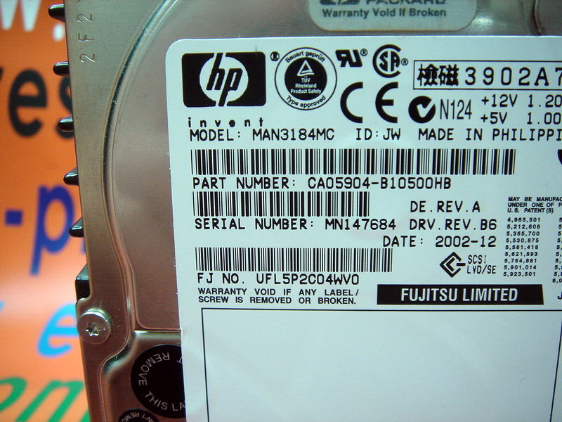 HP / FUJITSU Hard Disk MAN3184MC / CA05904-B10500HB 18.4GB 80PIN - PLC ...