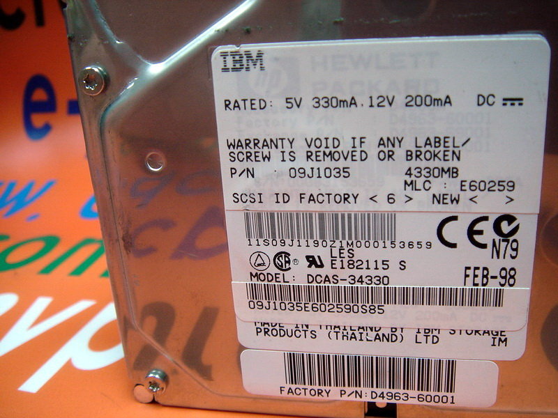 IBM Hard Disk DCAS-34330 / 09J1035 4.3GB 50PIN - 裕益科技自動化設備可程式編碼器PLC分散式 ...