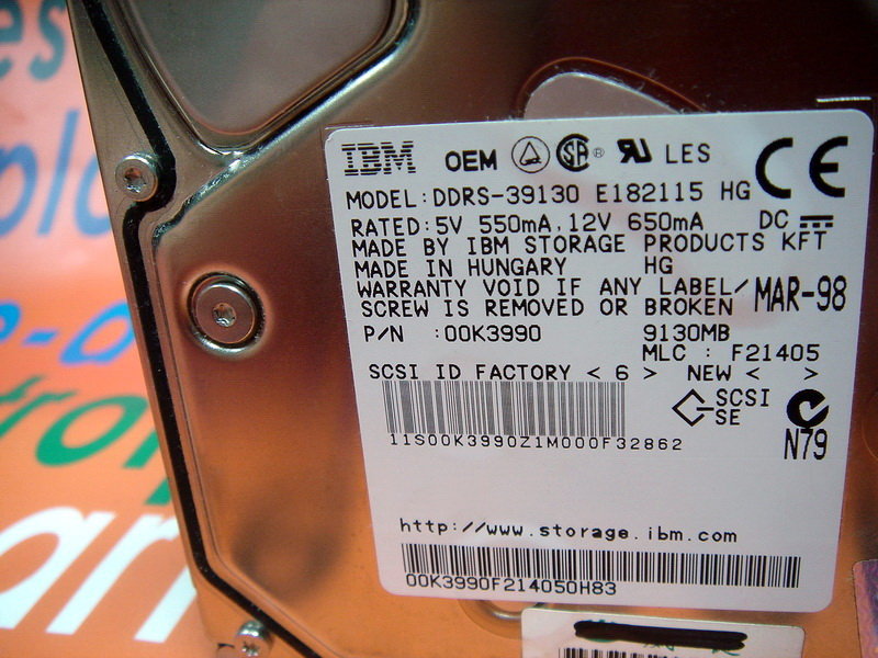 IBM Hard Drive DDRS-39130 / 00K3990 9.1GB 68PIN - PLC DCS SERVO Control ...
