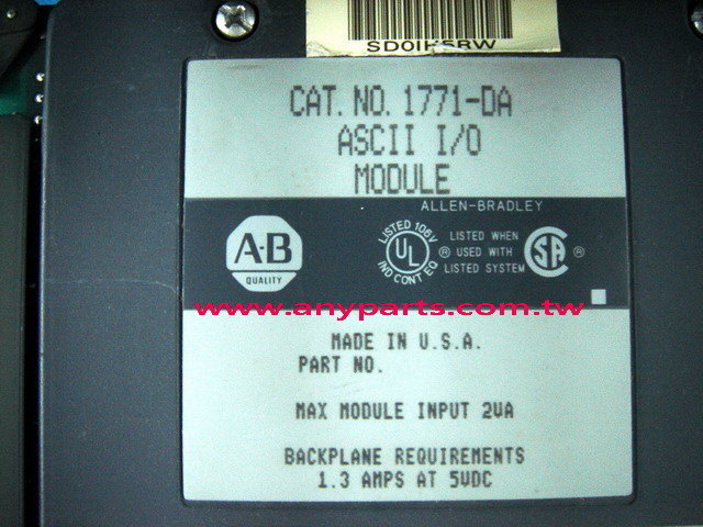 (A-B PLC) Allen Bradley 1771 Programmable Controller CPU:1771-DA ASCII ...