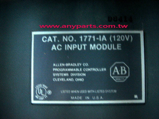 (A-B PLC) Allen Bradley 1771 Programmable Controller CPU:1771-IA AC ...