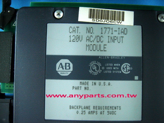 (A-B PLC) Allen Bradley 1771 Programmable Controller CPU:1771-IAD Input ...