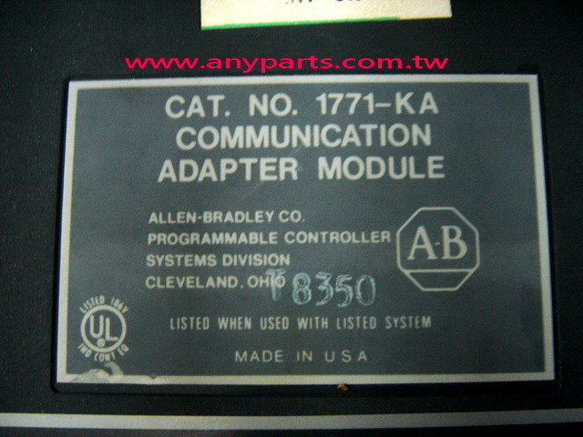 (A-B PLC) Allen Bradley 1771 Programmable Controller CPU:1771-KA ...