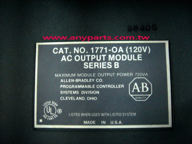 (A-B PLC) Allen Bradley 1771 Programmable Controller CPU:1771-OA AC ...