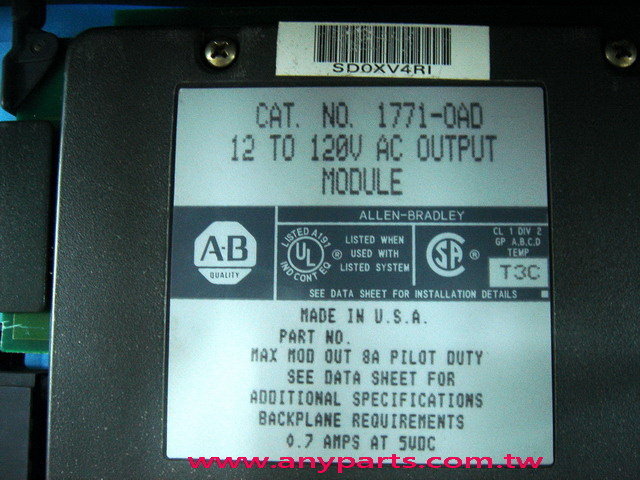 (A-B PLC) Allen Bradley 1771 Programmable Controller CPU:1771-OAD ...