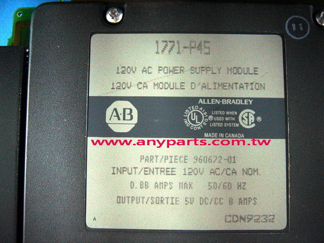 (A-B PLC) Allen Bradley 1771 Programmable Controller CPU1771-P4S Power ...