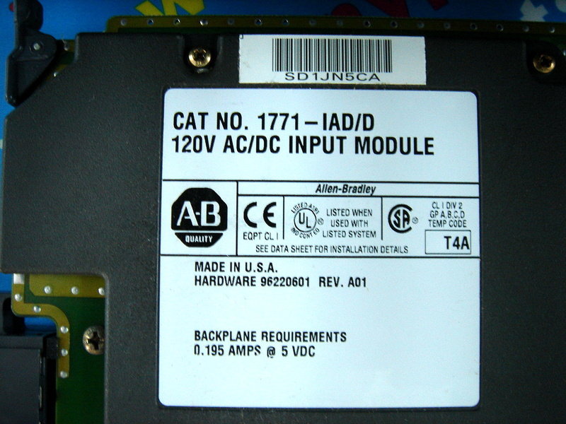 (A-B PLC) Allen Bradley 1771 Programmable Controller CPU:1771-IAD/D ...