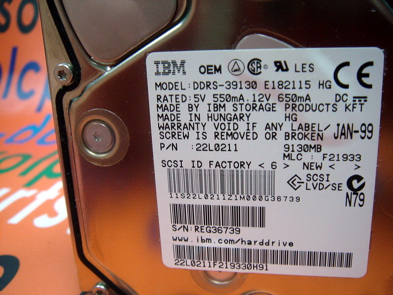 IBM Hard Drive DDRS-39130 / 22L0211 9.1G 68PIN - PLC DCS SERVO Control ...