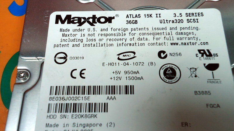 MAXTOR Hard drive 8E036J002C15E ATLAS 15K Ⅱ 3.5 SERIES 36GB - 裕益科技自動化設備 ...
