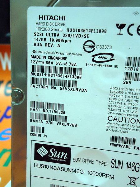 HITACHI Hard drive HUS103014FL3800 / 17R6330 SCSI 146GB - 裕益科技自動化設備可程式 ...