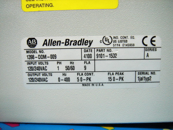 ALLEN-BRADLEY 1398-DDM-009 SERVO DRIVE ANALOG 15AMP PEAK ULTRA 100 ...