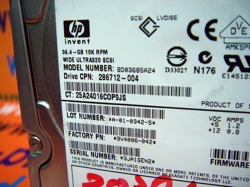 Hard drive HP BD03685A24 / 286712-004 / 271837-003 WIDE ULTRA320 SCSI ...