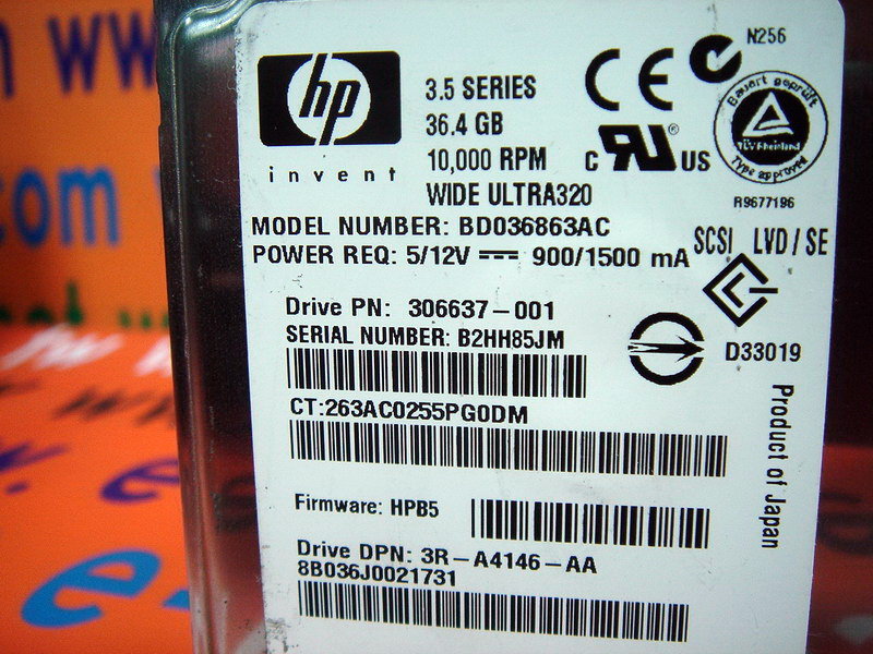 Hard drive HP BD036863AC / 306637-001 / 271837-003 WIDE ULTRA320 SCSI ...