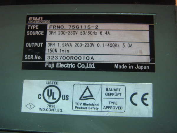 FUJI FRENIC 5000G11 DRIVE 1HP 230VAC 3PH WKEYPAD NEMA1 FRN0.75G11S-2 ...