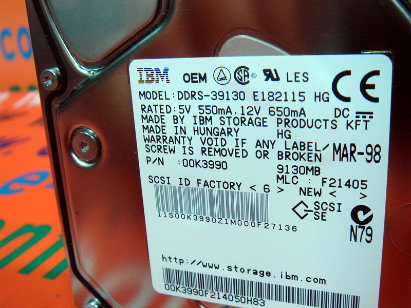 IBM Hard Drive DDRS-39130 / 00K3990 9.1GB / 68PIN - 裕益科技自動化設備可程式編碼器PLC ...